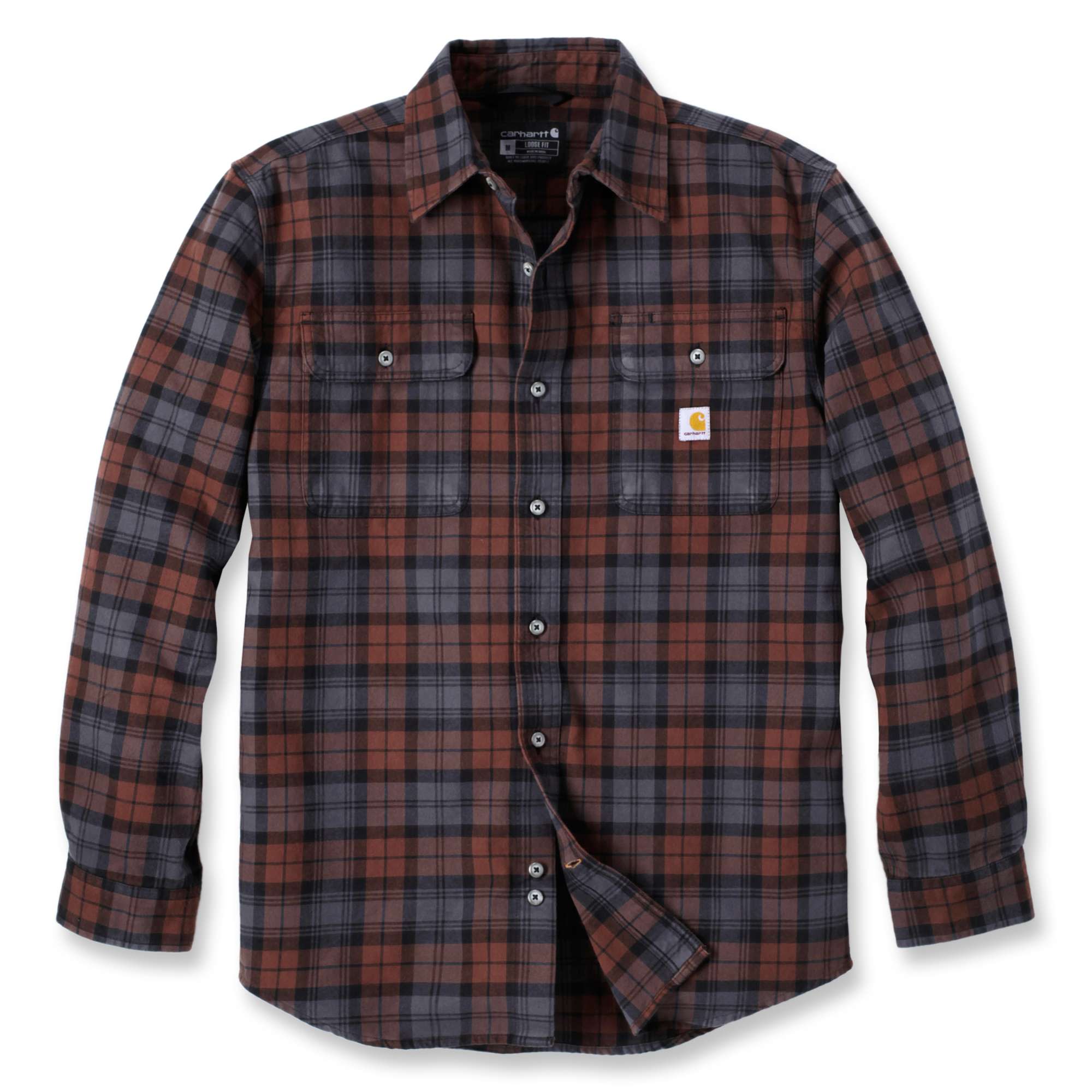 Loose Fit Heavyweight Flannel Long-Sleeve Plaid Shirt | Carhartt Reworked