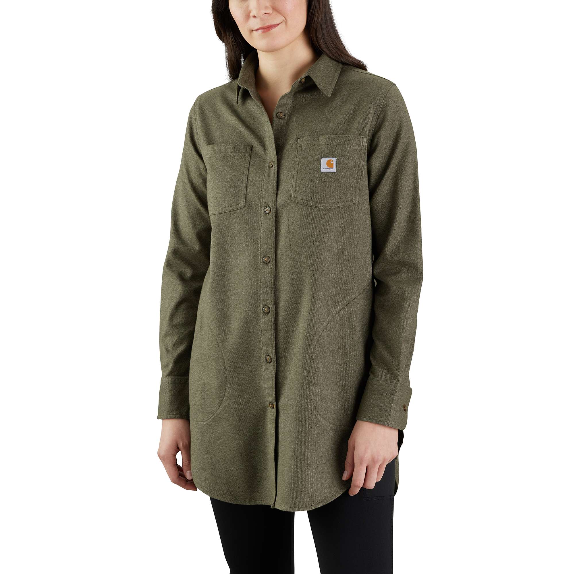 Rugged Flex® Relaxed Fit Midweight Flannel Long-Sleeve Plaid Tunic ...