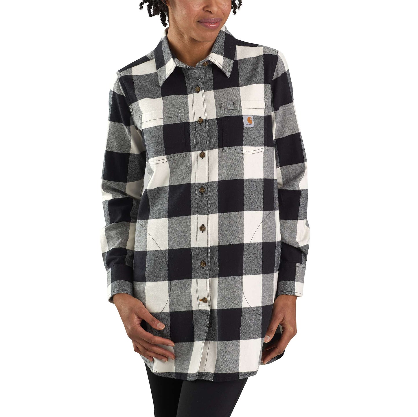Rugged Flex® Relaxed Fit Midweight Flannel Long-Sleeve Plaid Tunic ...
